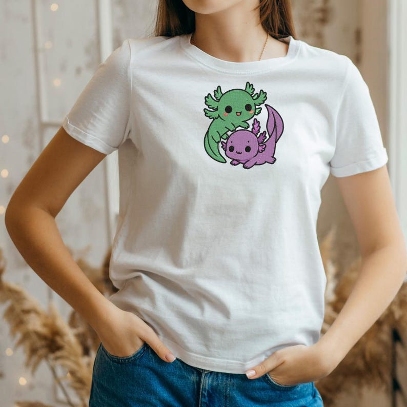 17 Axolotl Embroidery Designs Bundle, Cute Baby Axolotl Kawaii Water ...