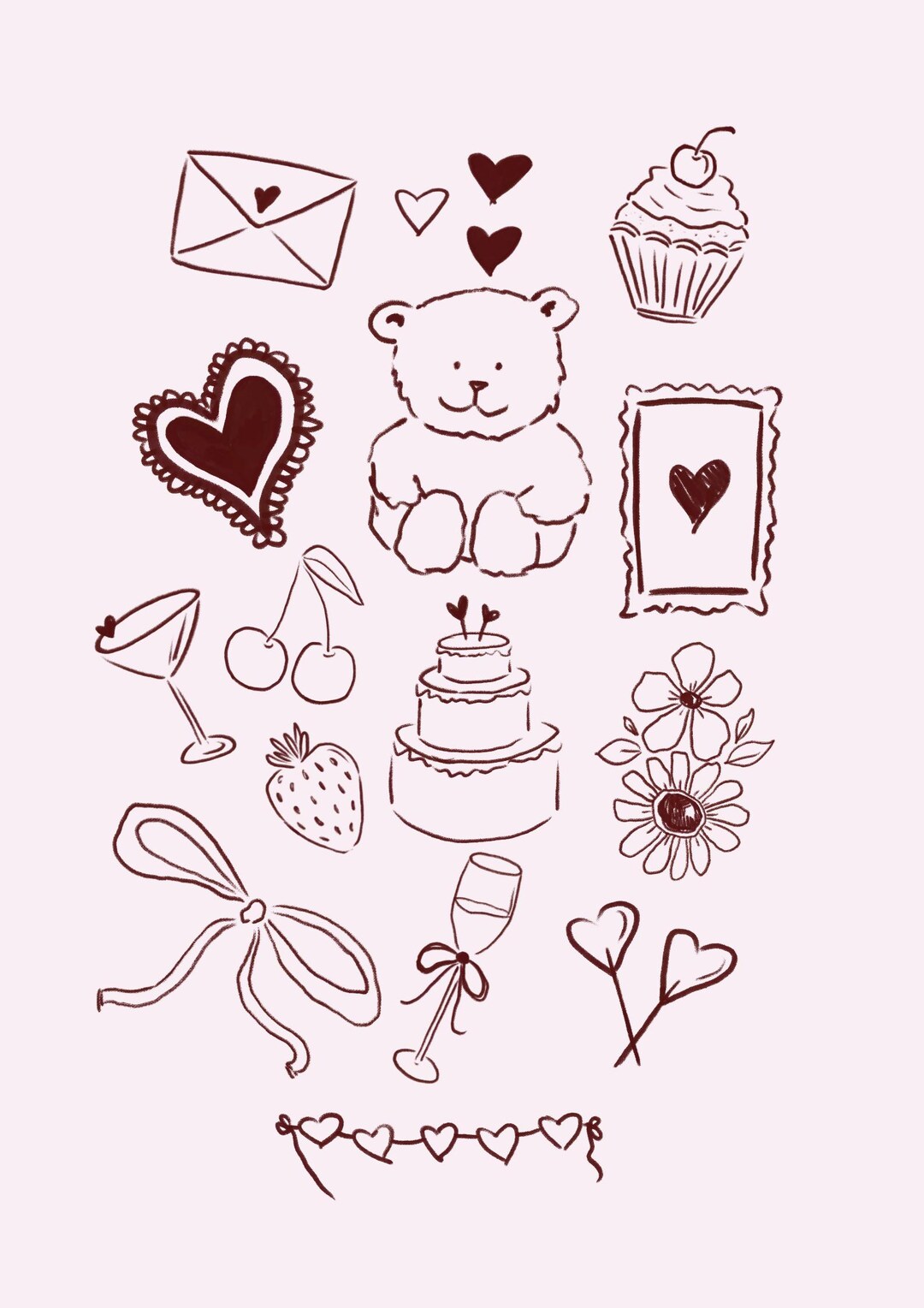 Valentine’s Day Clipart | Hand-drawn Love Doodles | Romantic PNG ...