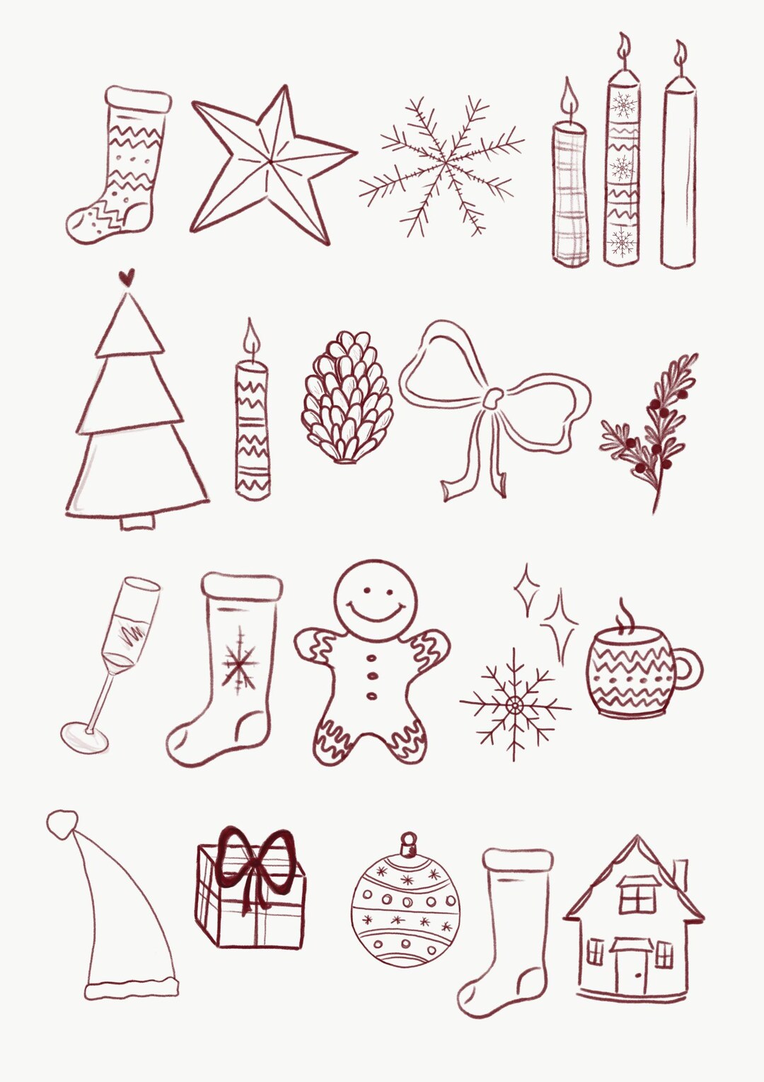 Christmas Doodle Clipart Set | Hand-drawn Winter Illustrations, PNG - Etsy
