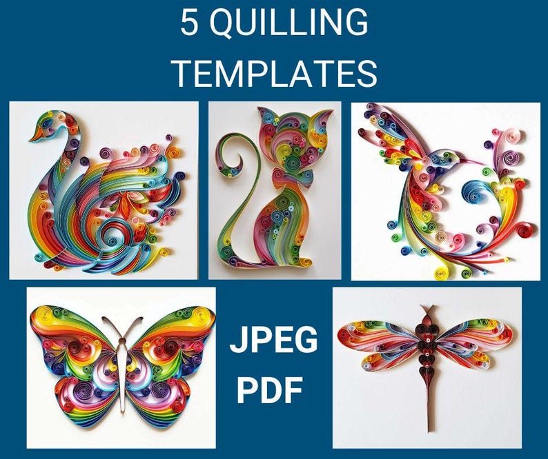 5 Quilling Templates for Beginners, Paper Art Project PDF Pattern ...