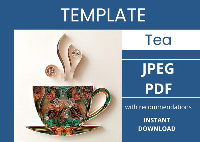 Quilling Tea Cup Template, Paper Art Project (PDF Pattern) - Etsy