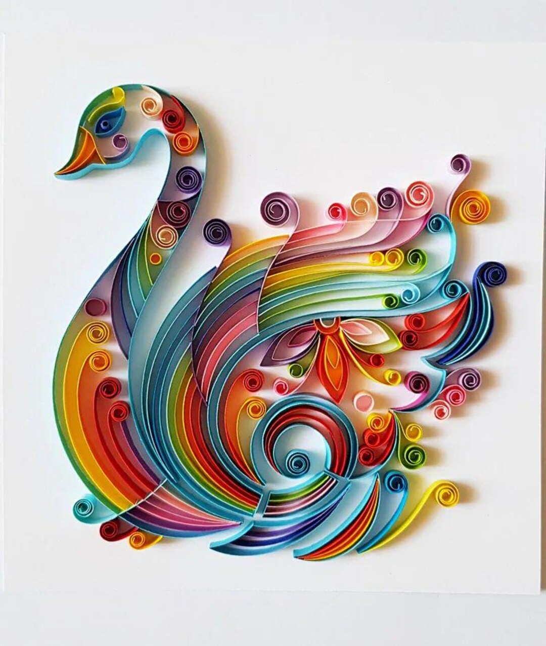 Quilling Swan Wall Art, Handmade Paper Filigree, Colorful Bird Decor - Etsy