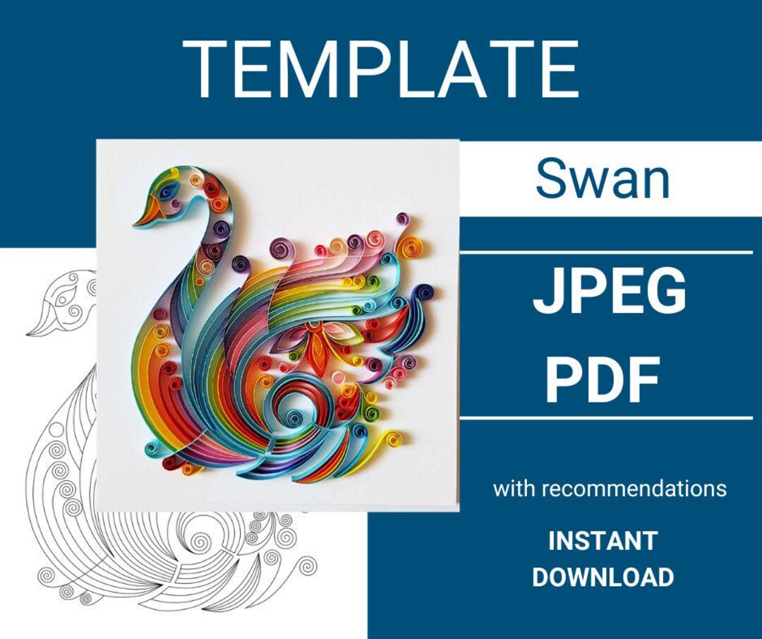 Quilling Template for Swan, Paper Art Project PDF Pattern, Quilling ...
