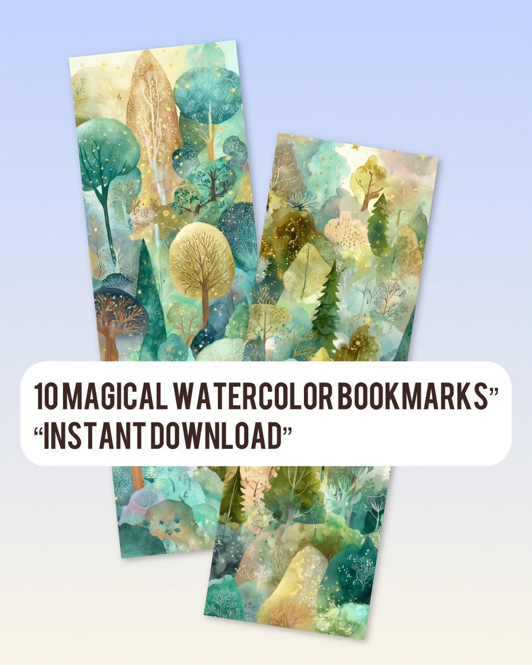 Magical Watercolor Forest Bookmarks – Set of 10 | 2×6 Inch Printable ...