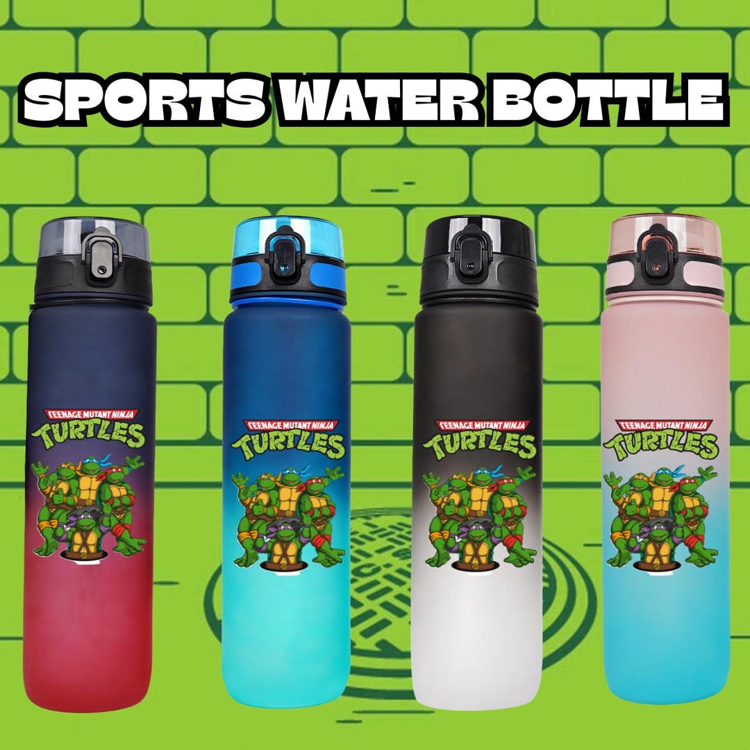 Cartoon Ninja Turtle Style Water Flask With Strap, Leakproof Reusable ...