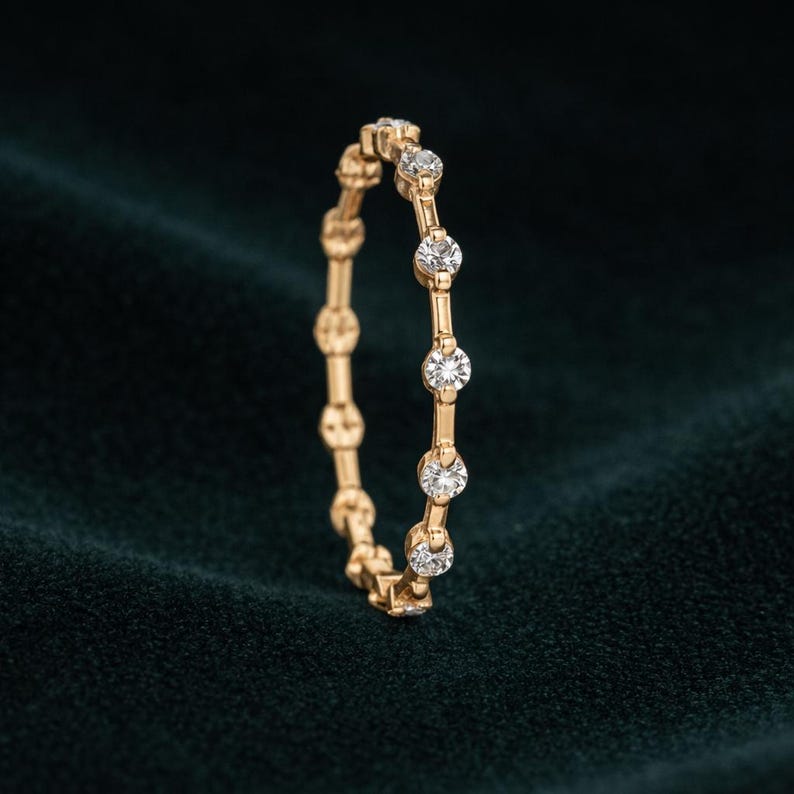 Lab Grown Diamond Ring | Floating Bubble Band, Modern Stackable Fine ...