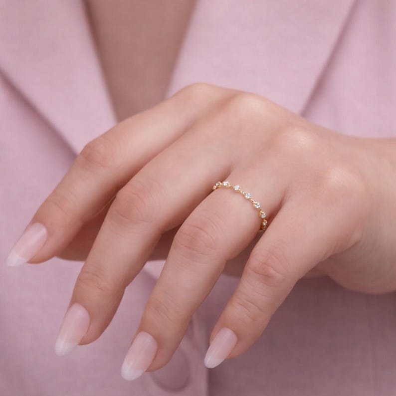 Lab Grown Diamond Ring | Floating Bubble Band, Modern Stackable Fine ...