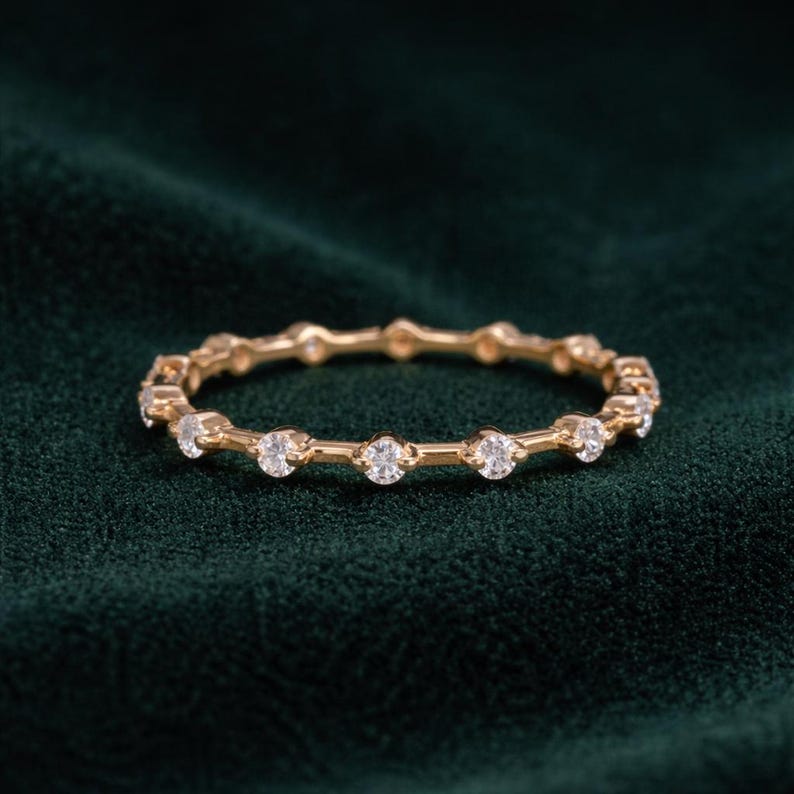 Lab Grown Diamond Ring | Floating Bubble Band, Modern Stackable Fine ...