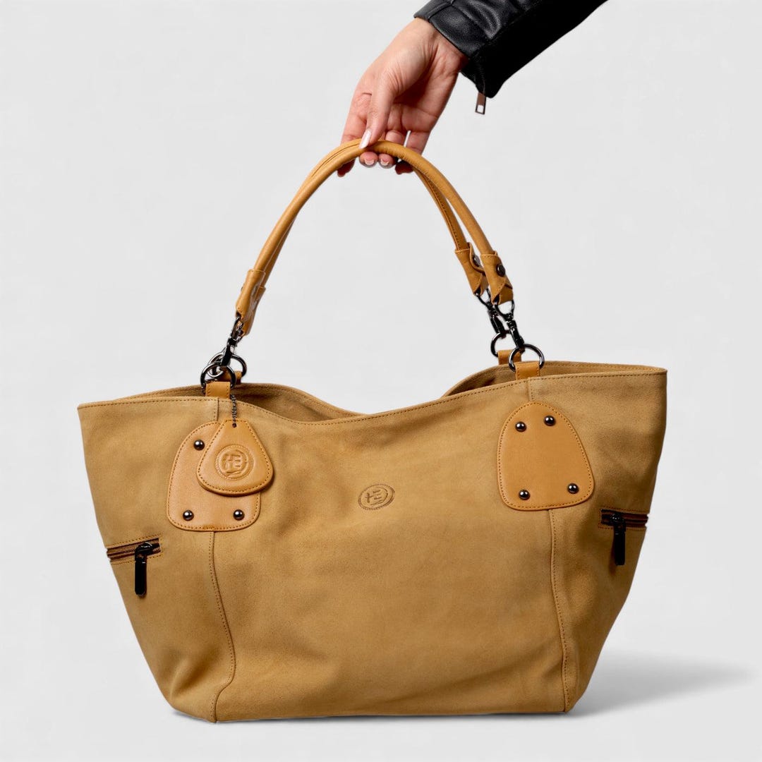 Monarch Luxe Suede Leather Convertible Tote Handbag | Luxury Black ...