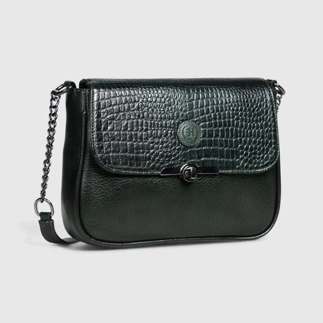 Regal Noir Croc Handbag Croc Embossed Leather Purse for Women | Luxury ...