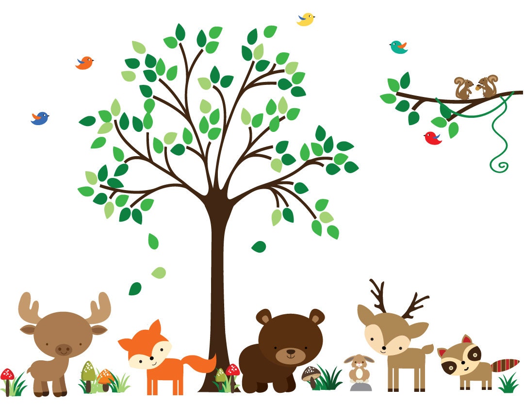 Tree Decal Woodlands Fabric Decal REUSABLE Non-toxic - Etsy