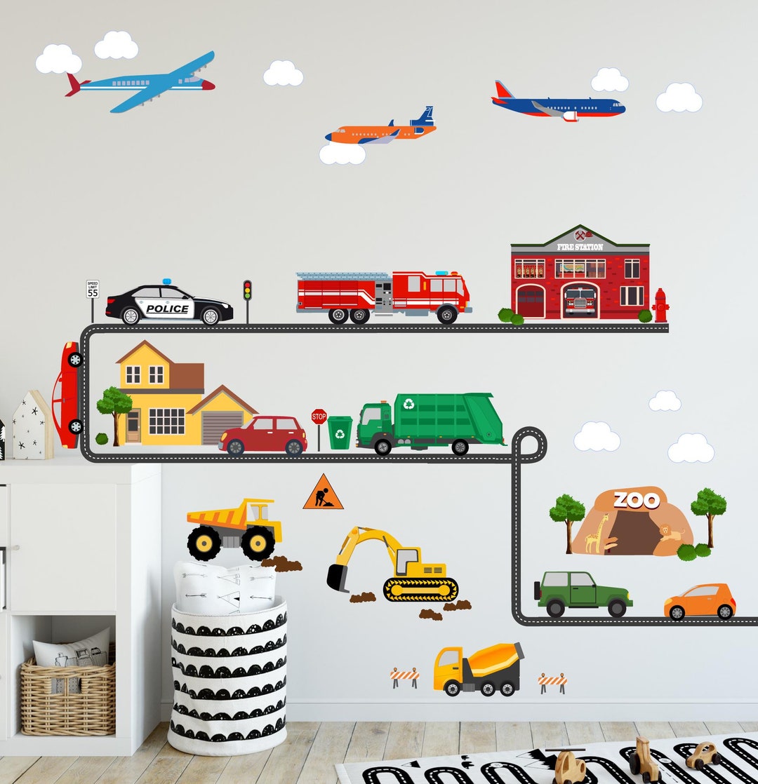 Wall Decals, Car Trucks, Firetruck, Dump Truck Construction Vehicles ...