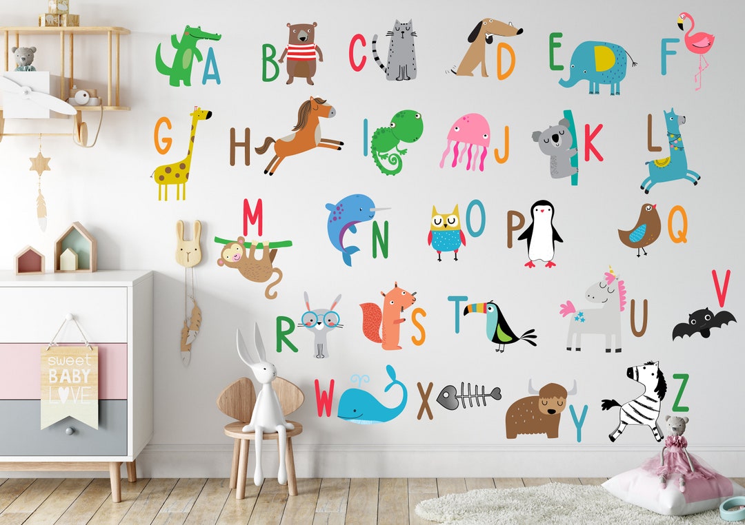 Alphabet Decal, Animal Alphabet Wall Decal, Kids Alphabet, Wall ...