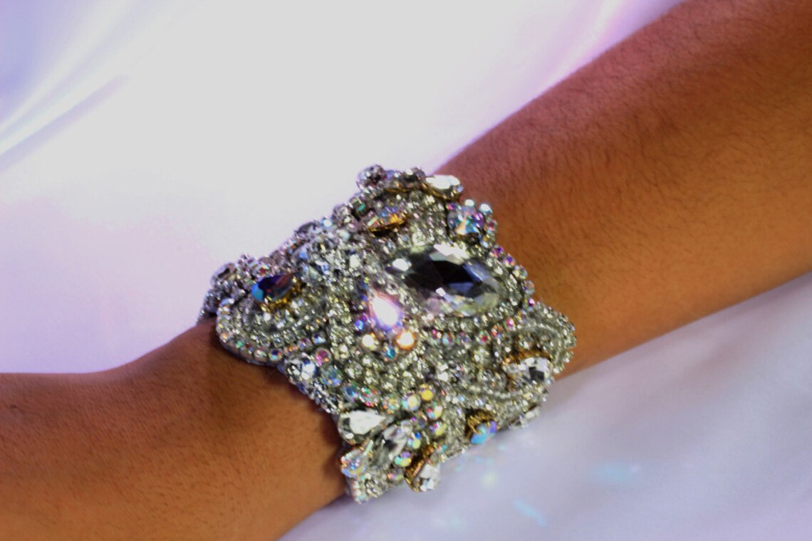 Crystal Bracelet Crystal Cuff Statement Bracelet Bracelet Wedding ...