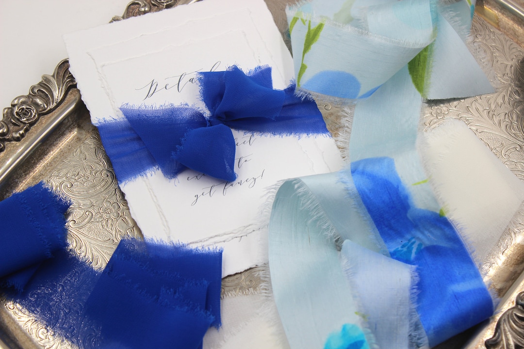 7 1/2 Yards, Blue Silk Ribbon, Blue Ribbon, Wedding Bridal Bouquet ...