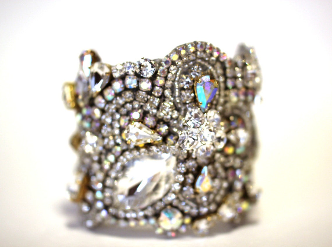 Crystal Bracelet Crystal Cuff Statement Bracelet Bracelet Wedding ...