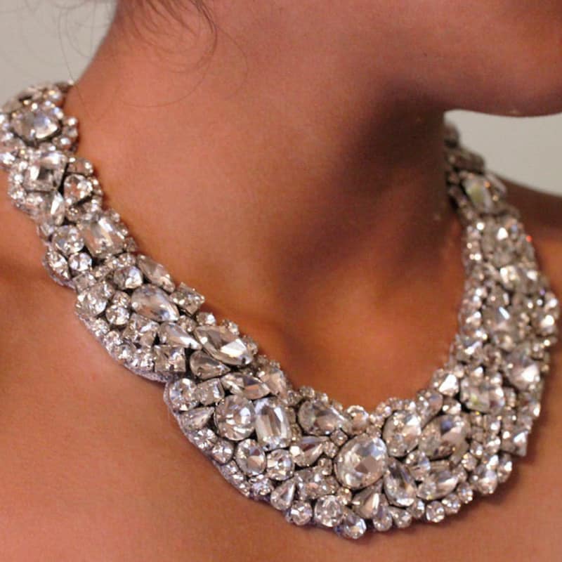 Rhinestone Necklace - Etsy UK