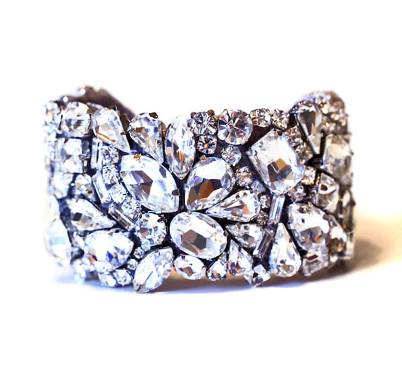 Crystal Rhinestone Cuff, Old Hollywood Rhinestone Cuff, Statement Cuff ...