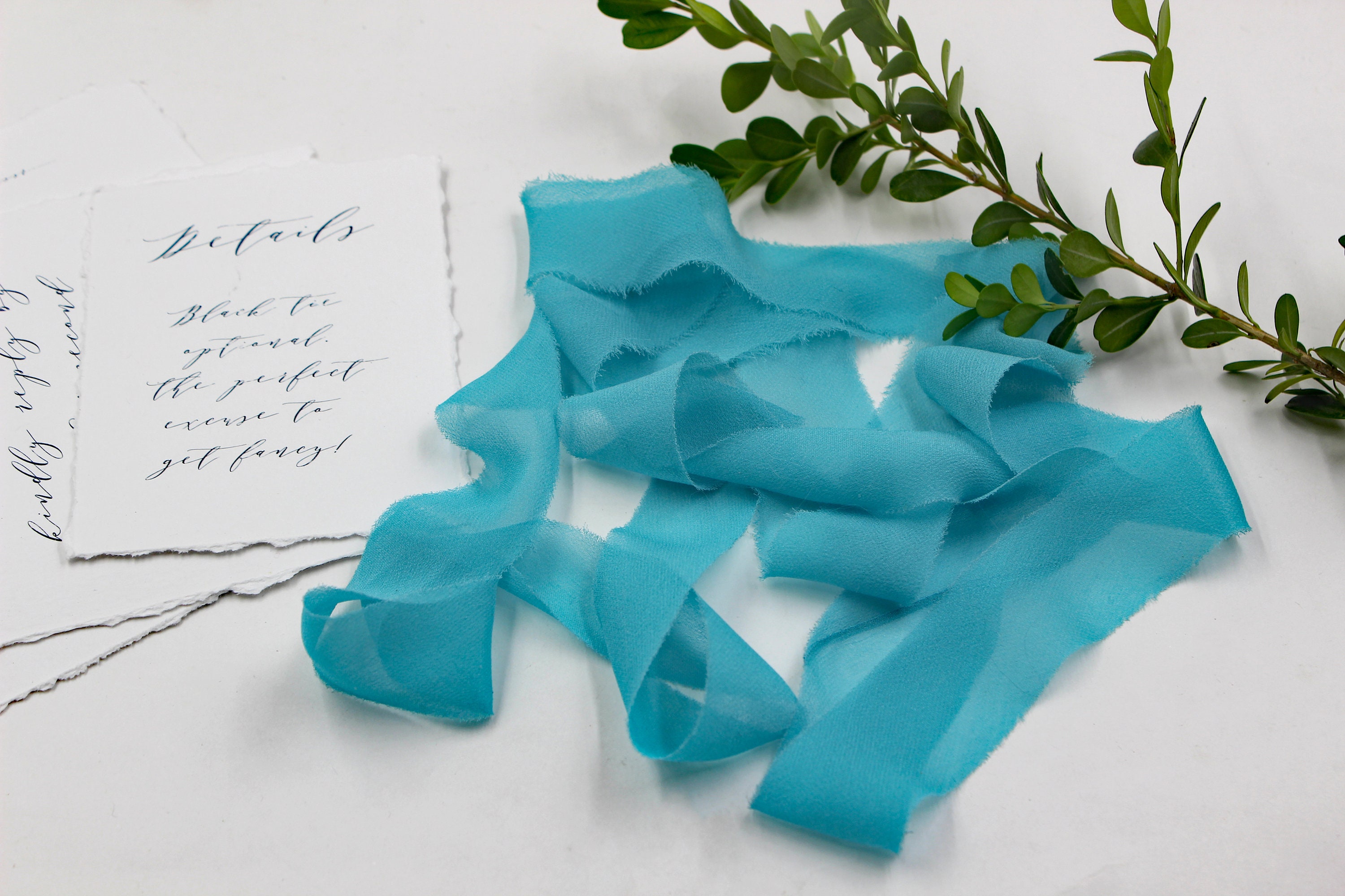 Teal Ribbon Blue Silk Ribbon Blue ribbon Wedding Bridal | Etsy
