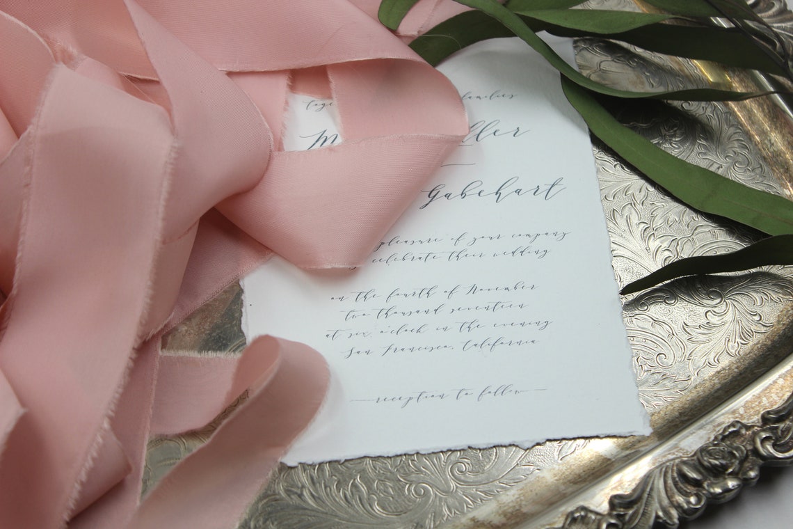 7 1/2'' Yards Silk Ribbon Pink Blush Ribbon Wedding | Etsy