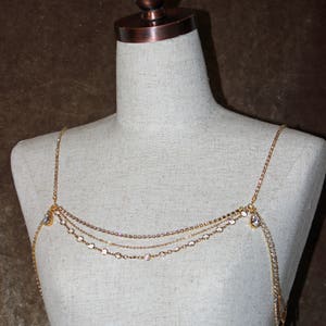 Gold Shoulder Necklace, Gold Necklace, Wedding Shoulder Necklace. Rose ...