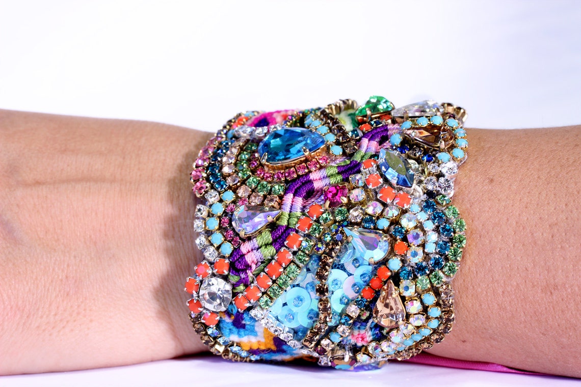 Stunning and Vibrant Colors Friendship Cuff Made Form Vintage | Etsy