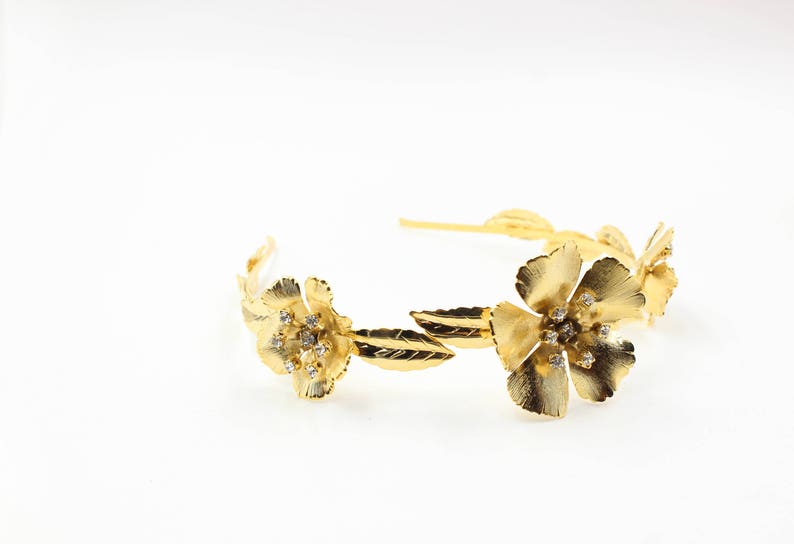 Flower Headband Floral Headband Gold Bridal Headband | Etsy