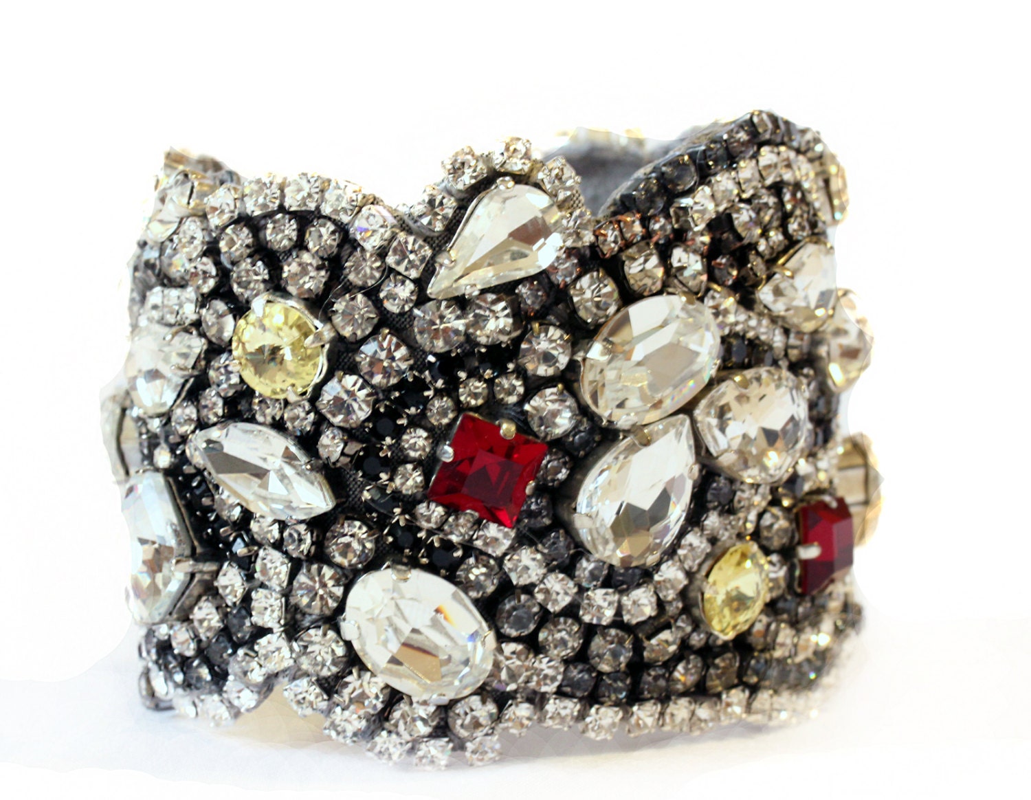 Free Shipping Ruby Red Crystal Bracelet Bridal Crtstal Cuff | Etsy