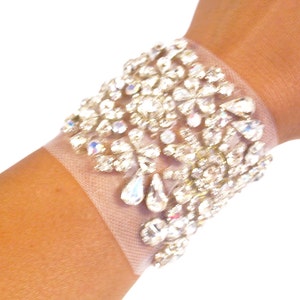 European Crystals Bracelet, Crystal Cuff, Tulle Crystal Bracelet, Tulle ...