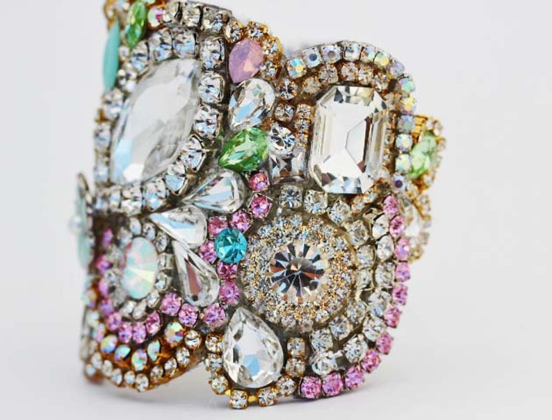 Pastel Crystal Cuff - Etsy