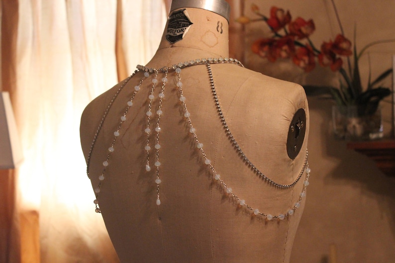 Opal Shoulder Necklace, Shoulder Jewelry, Silver Shoulder Necklace ...