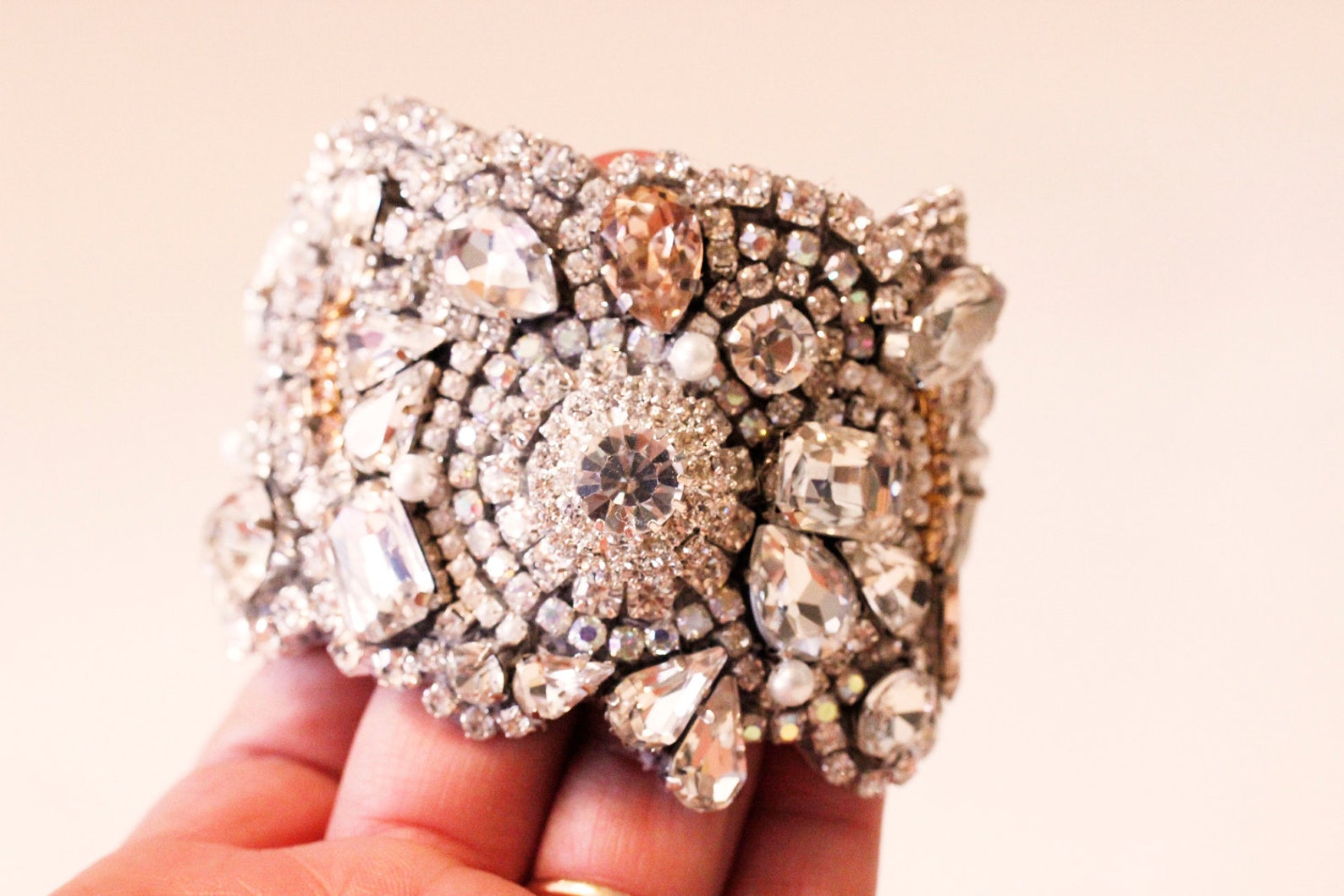 Champagne Crystal Cuff With Rhinestone Clasp - Etsy