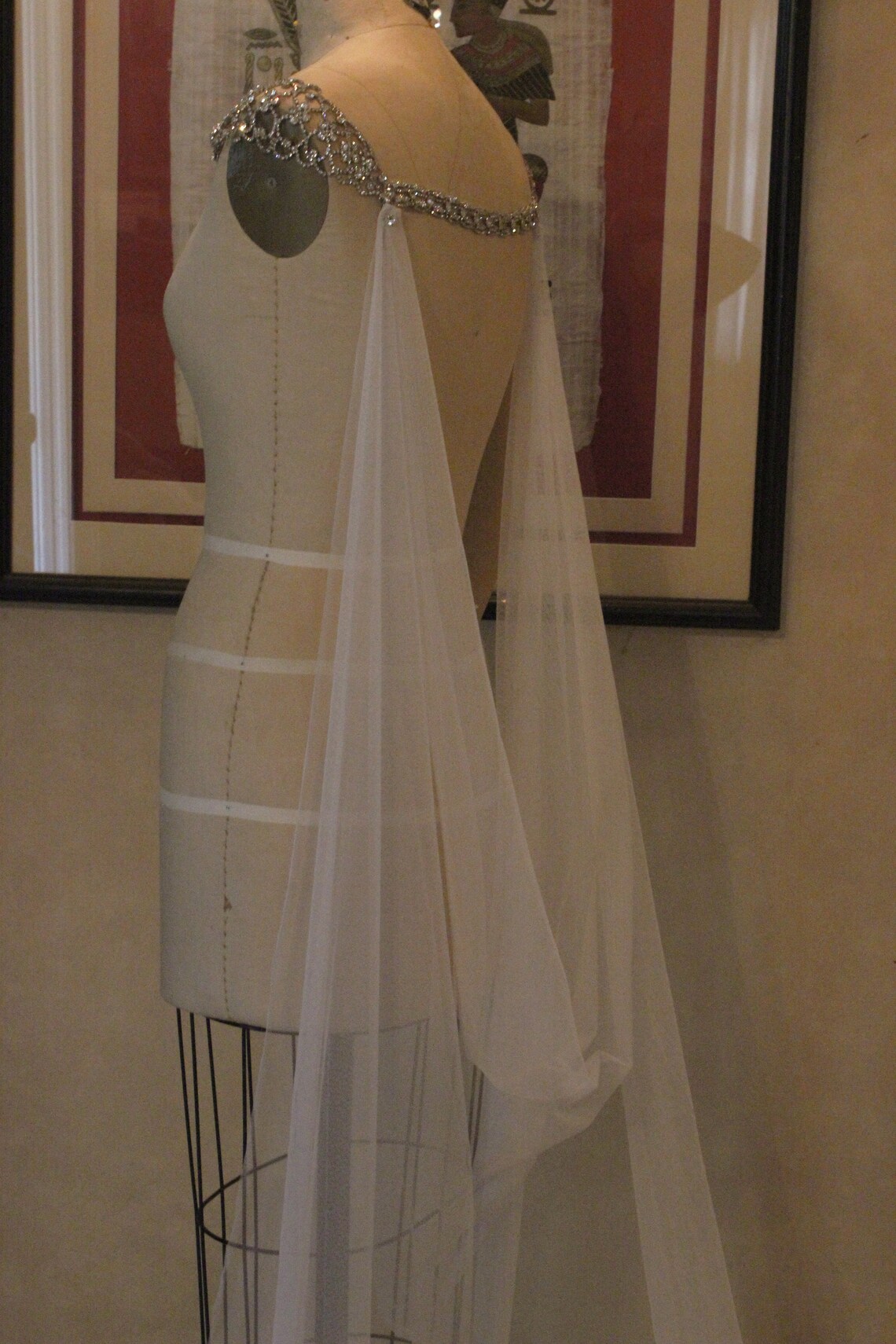 Shoulder Necklace with Cape Modern veil Shoulder Necklace | Etsy