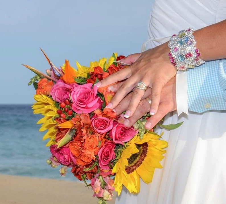 New Stunning Vibrant Colors Cuff. Brodal Bracelet Swarovski - Etsy