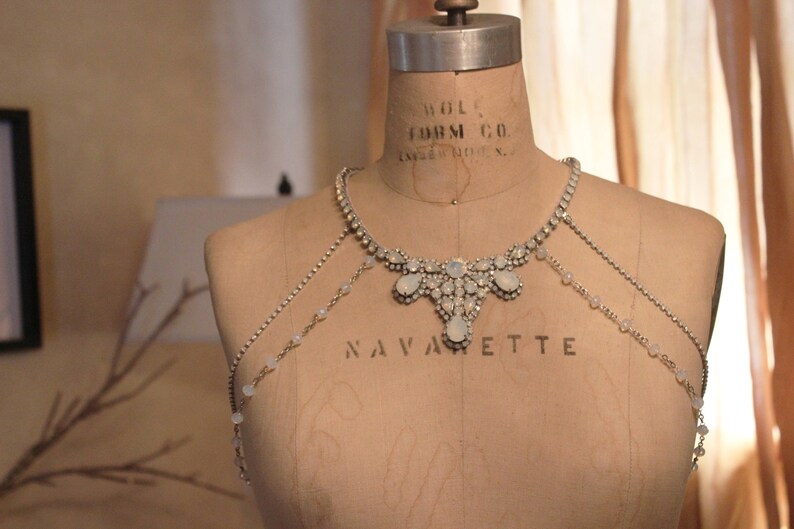 Opal Shoulder Necklace, Shoulder Jewelry, Silver Shoulder Necklace ...