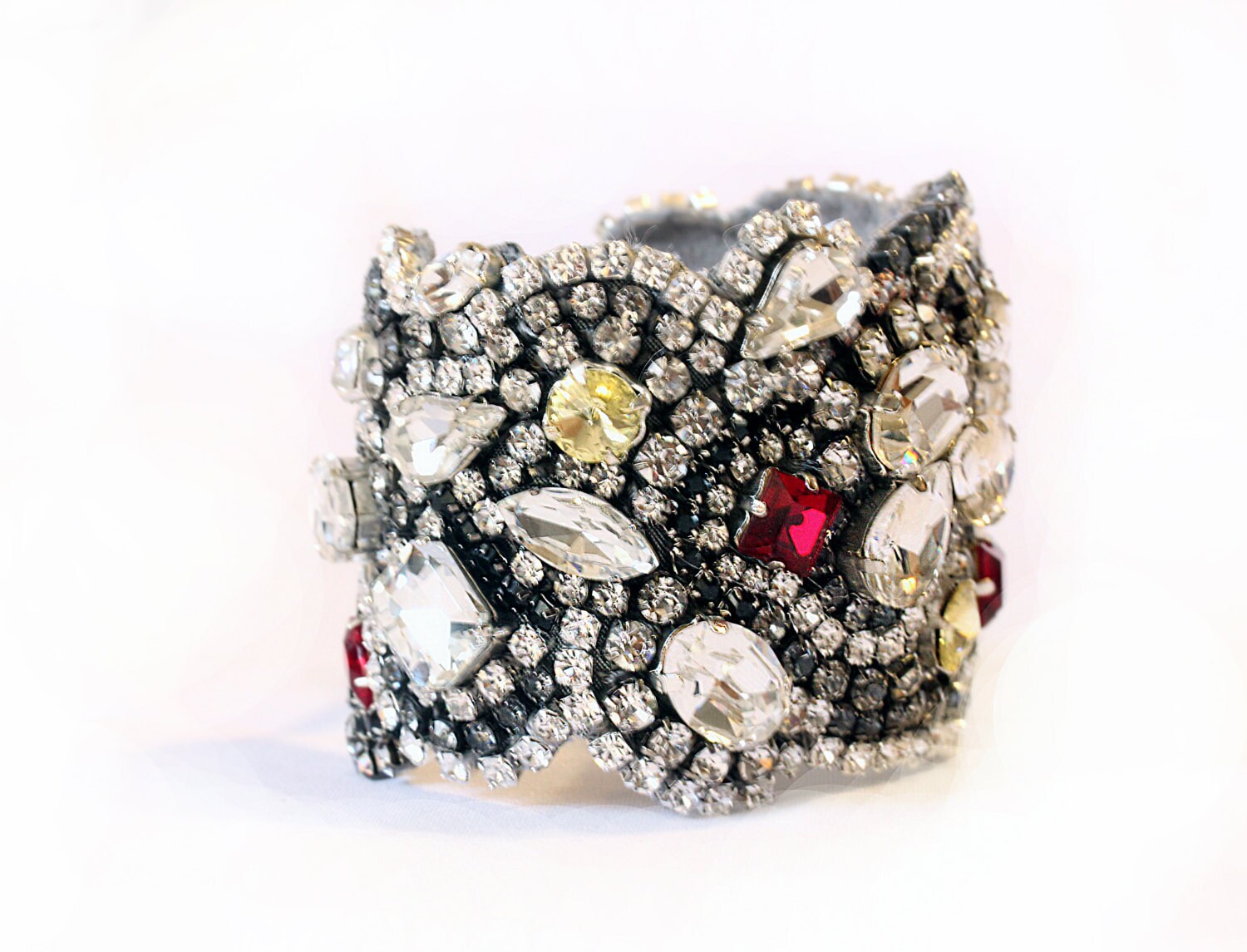 Free Shipping Ruby Red Crystal Bracelet Bridal Crtstal Cuff Ruby and ...