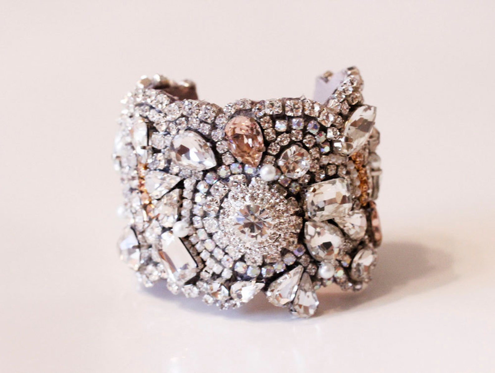 Champagne Crystal Cuff With Rhinestone Clasp - Etsy
