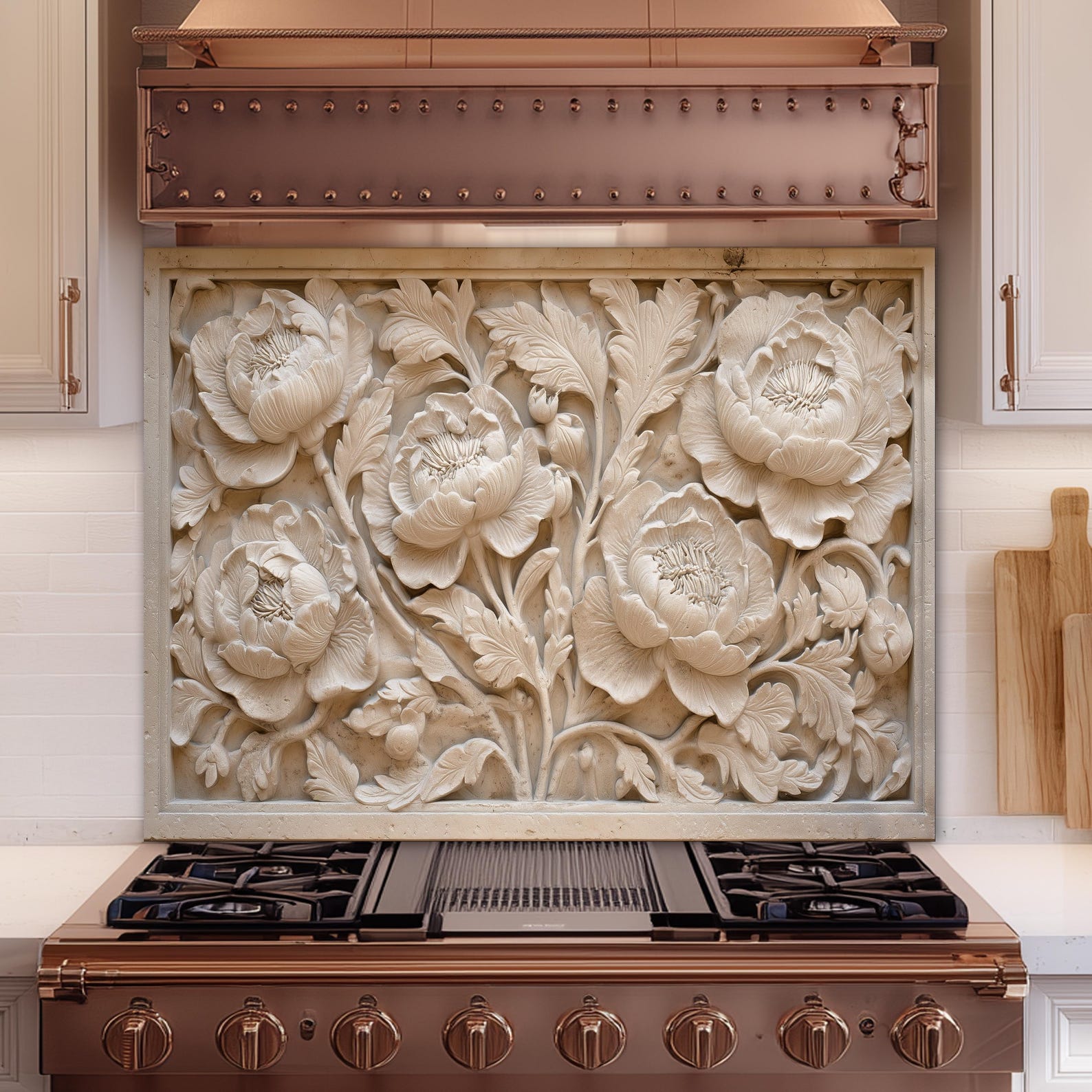 Floral Relief Glass Kitchen Backsplash – Stone Carved Flower Design - Etsy