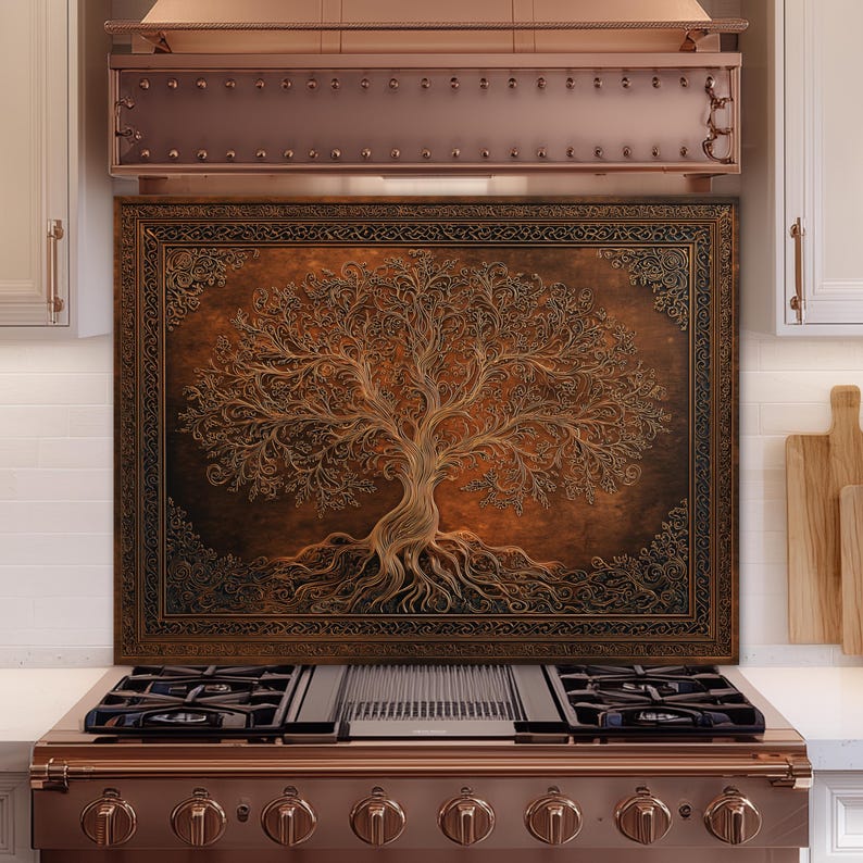 Embossed Copper Tree of Life Backsplash – Celtic Kitchen Decor - Etsy