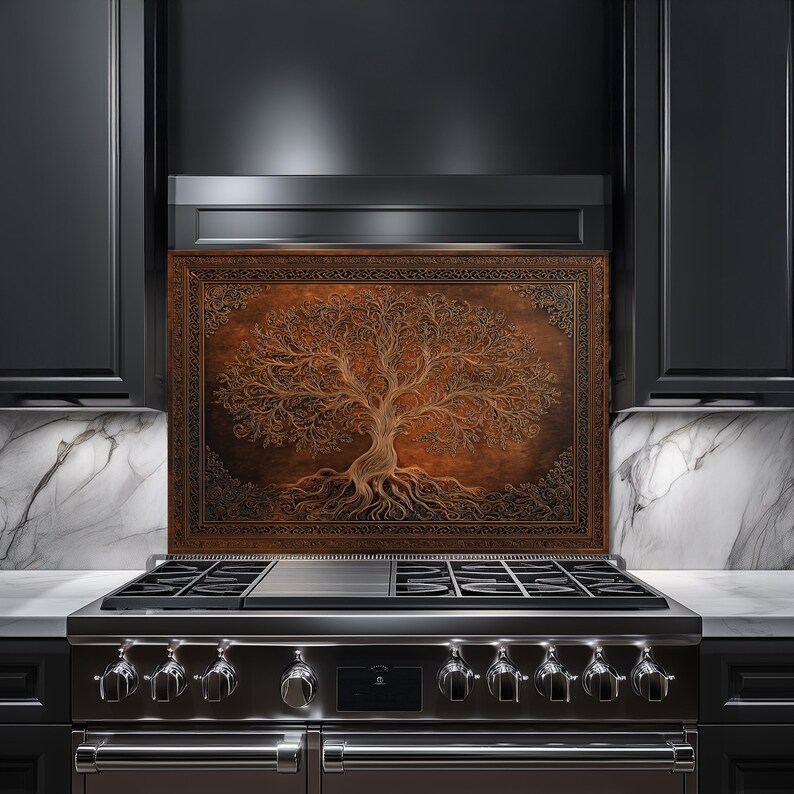 Embossed Copper Tree of Life Backsplash – Celtic Kitchen Decor - Etsy