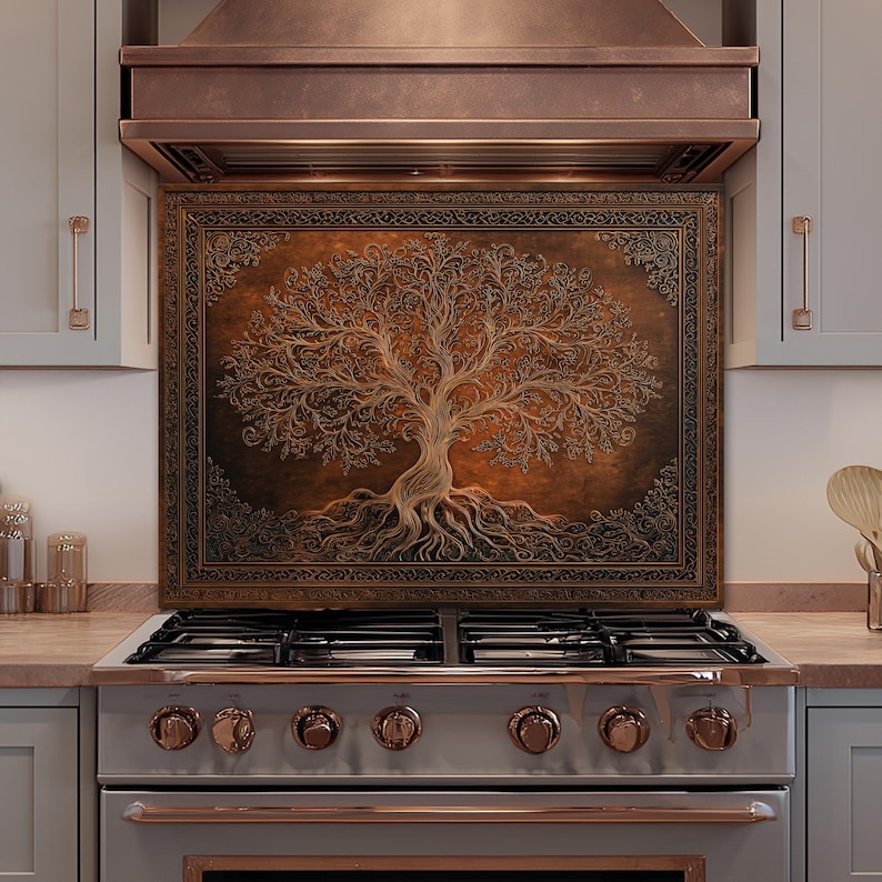 Embossed Copper Tree of Life Backsplash – Celtic Kitchen Decor - Etsy