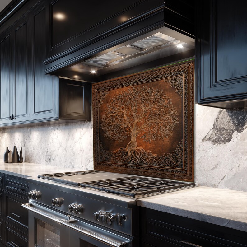 Embossed Copper Tree of Life Backsplash – Celtic Kitchen Decor - Etsy