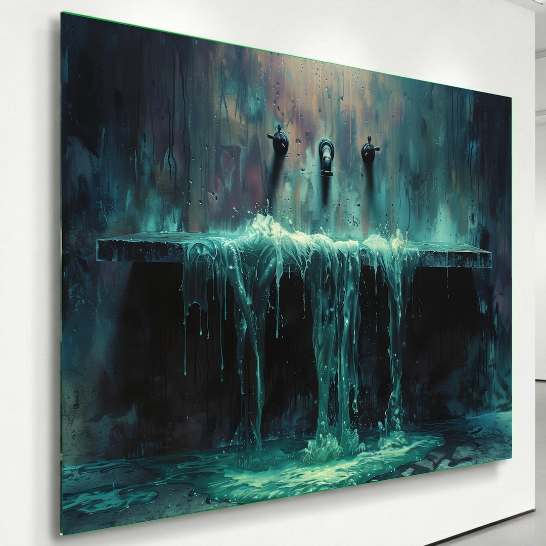 Overflow Sink Glass Wall Art, Dark Water Art, Tempered Glass Wall Decor ...