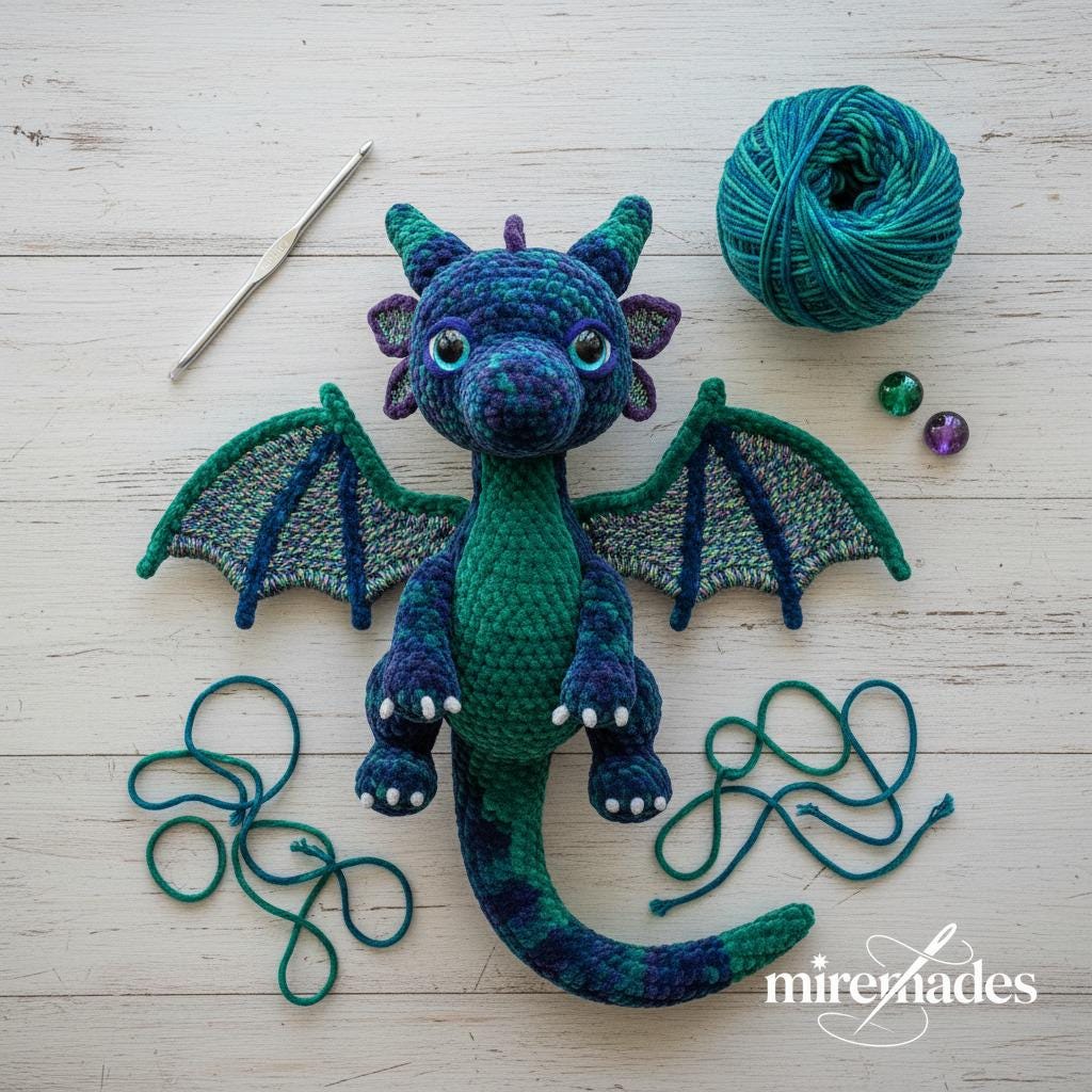 Poseable Shoulder Dragon Amigurumi Crochet Pattern | Wire Armature ...