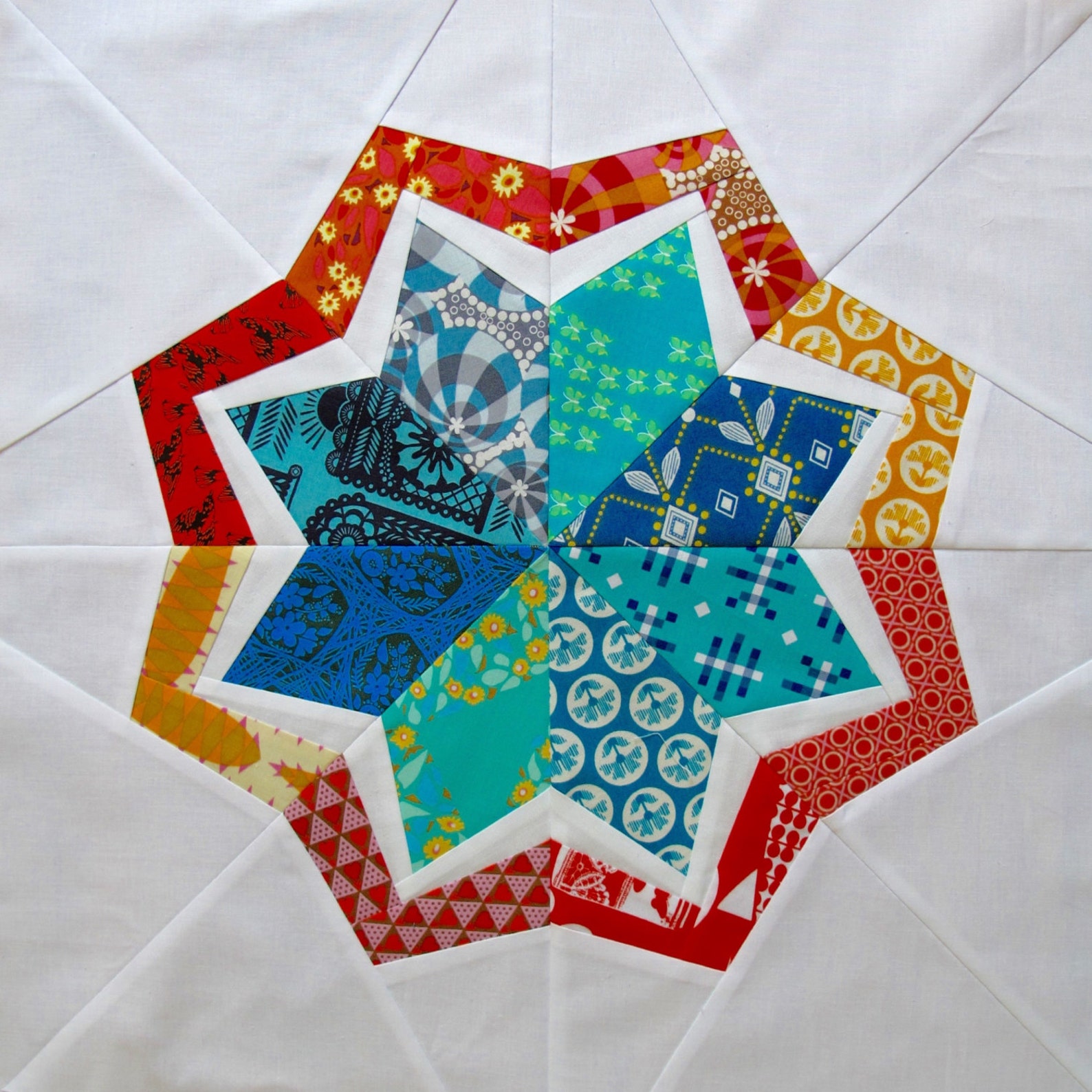 Paper-pieced Quilt Blocks Pattern - "glowing Star" - Etsy