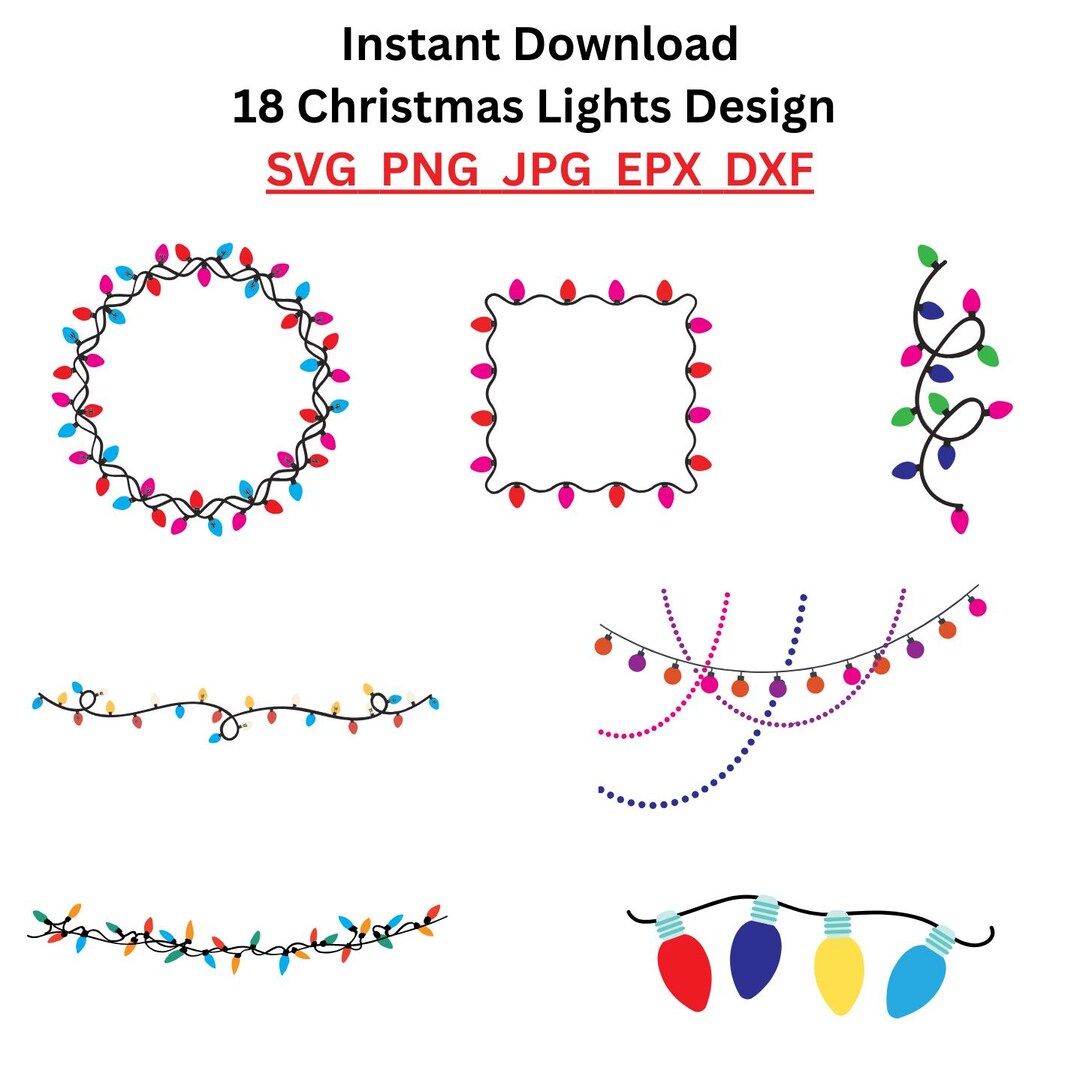 Christmas Lights Svg Bundle, Seamless Light String Pattern, Festive ...