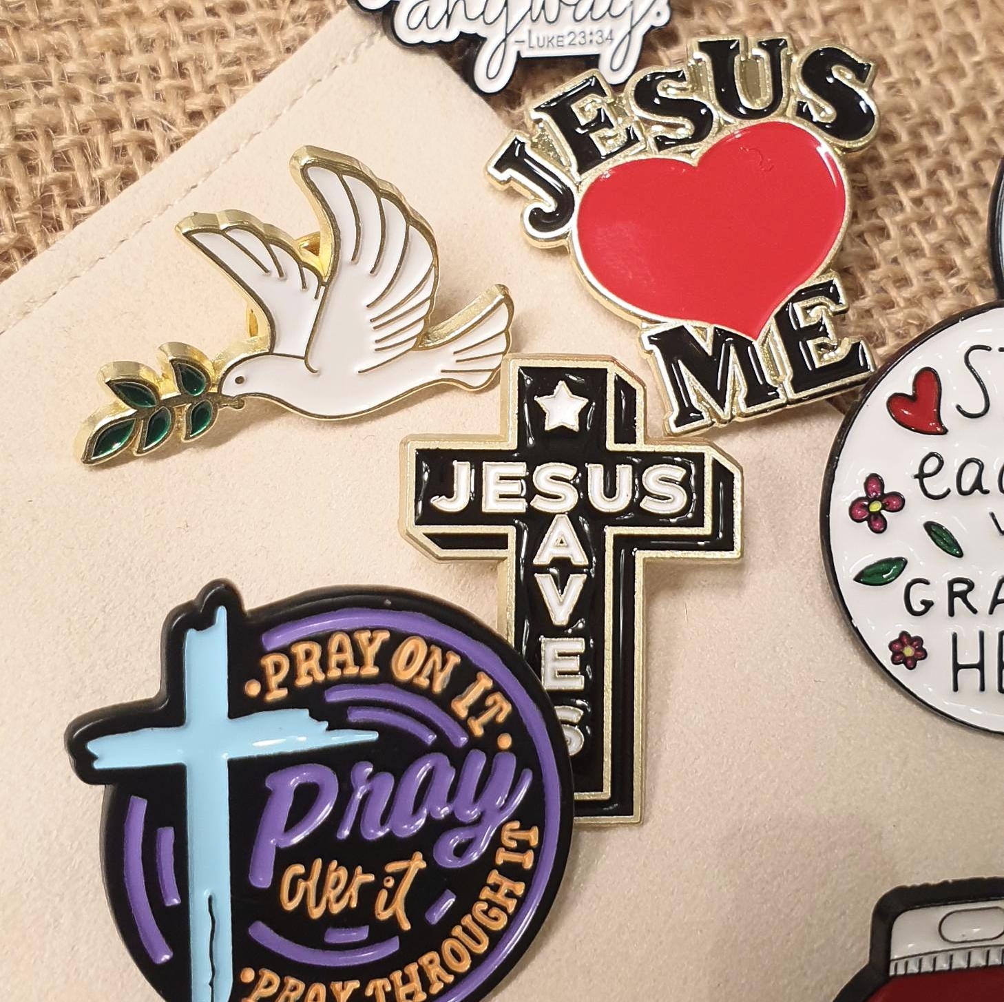 Cross Enamel Pin Badge • "jesus Saves" • Faith-based Christian Pin - Etsy