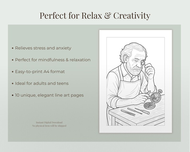 Vintage Professions Coloring Pages for Adults – Old Trades Line Art ...