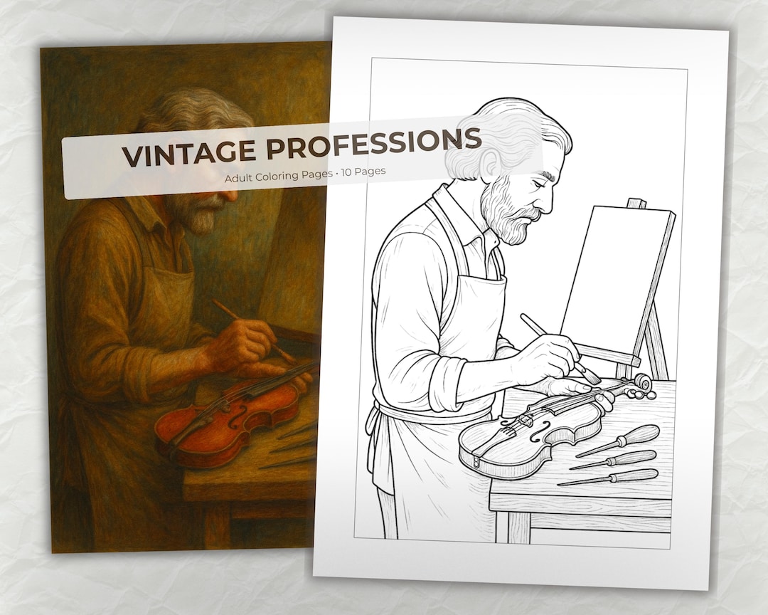 Vintage Professions Coloring Pages for Adults – Old Trades Line Art ...