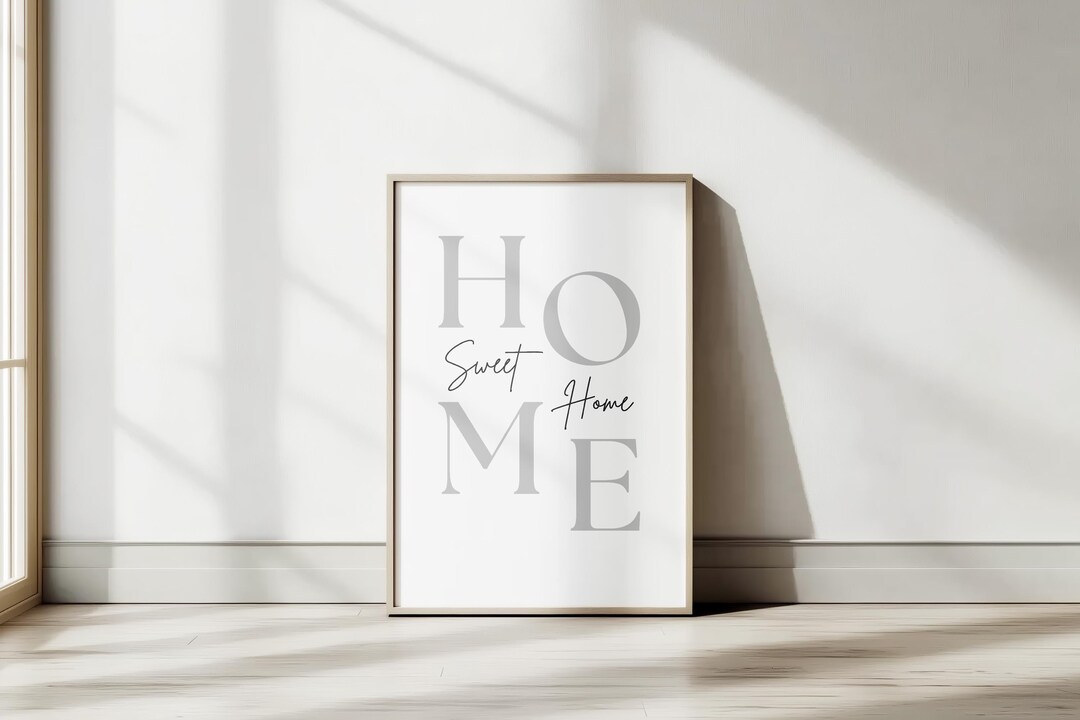 Home Sweet Quote Wall Art, Minimalist Handwritten Love Poster, Family ...